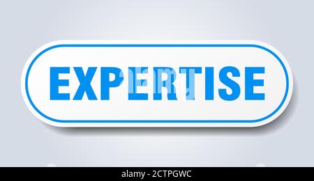 expertise sign. rounded isolated sticker. white button Stock Vector ...