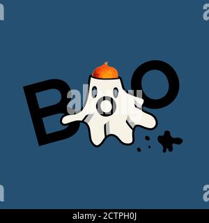 Mr. Pumpkin in a sheet dressed as a ghost. He's yelling boo. Halloween ...