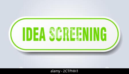 idea screening sign. rounded isolated sticker. white button Stock ...