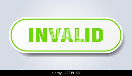 invalid sign. rounded isolated sticker. white button Stock Vector Image ...
