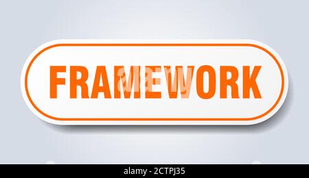 framework sign. rounded isolated sticker. white button Stock Vector ...