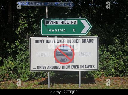Sign warning of Robber Crabs on road Christmas Island, Australia July ...