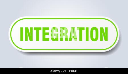 integration sign. rounded isolated sticker. white button Stock Vector ...