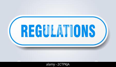 regulations sign. rounded isolated sticker. white button Stock Vector ...