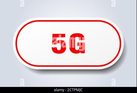 5g sign. rounded isolated sticker. white button Stock Vector Image ...