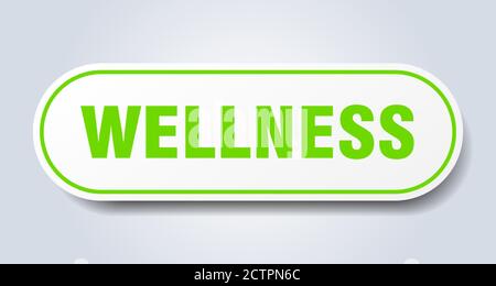 wellness sign. rounded isolated sticker. white button Stock Vector ...