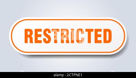 restricted sign. rounded isolated sticker. white button Stock Vector ...