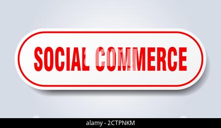 social commerce sign. rounded isolated sticker. white button Stock ...
