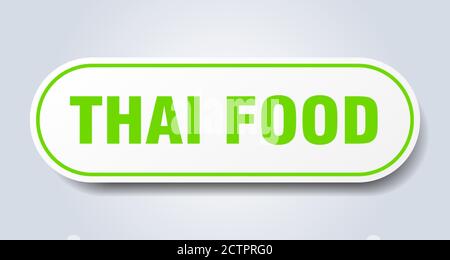 thai food sign. rounded isolated sticker. white button Stock Vector ...