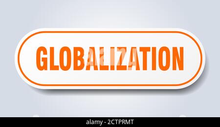 globalization sign. rounded isolated sticker. white button Stock Vector ...