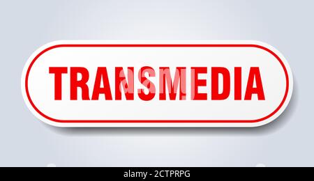transmedia sign. rounded isolated sticker. white button Stock Vector ...