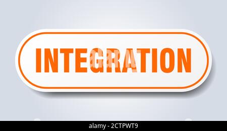 integration sign. rounded isolated sticker. white button Stock Vector ...