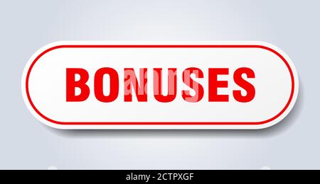 bonuses sign. rounded isolated sticker. white button Stock Vector Image ...