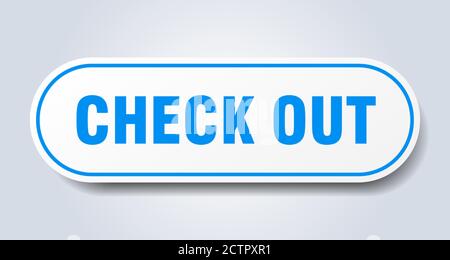check out sign. rounded isolated sticker. white button Stock Vector ...
