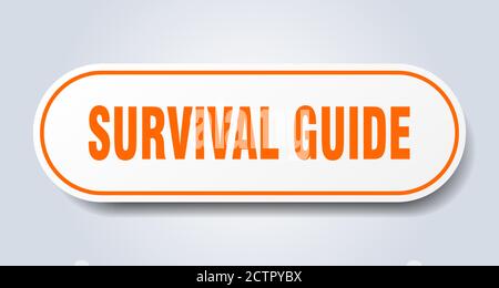survival guide sign. rounded isolated sticker. white button Stock ...
