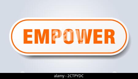 empower sign. rounded isolated sticker. white button Stock Vector Image ...