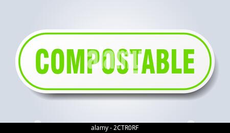 compostable sign. rounded isolated sticker. white button Stock Vector ...