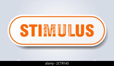 stimulus sign. rounded isolated sticker. white button Stock Vector ...