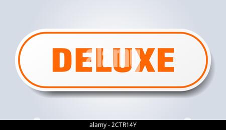 deluxe sign. rounded isolated sticker. white button Stock Vector Image ...