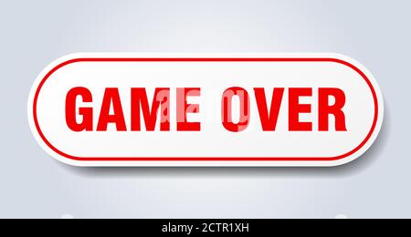 game over sign. rounded isolated sticker. white button Stock Vector ...