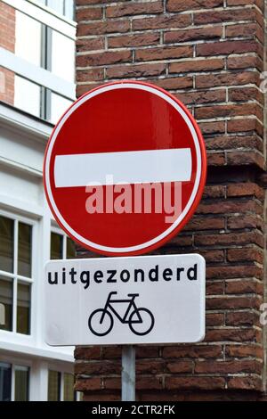 Do not enter, except bicycles road sign Stock Photo - Alamy