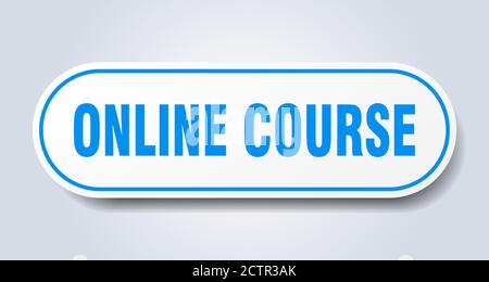 online course sign. rounded isolated sticker. white button Stock Vector ...