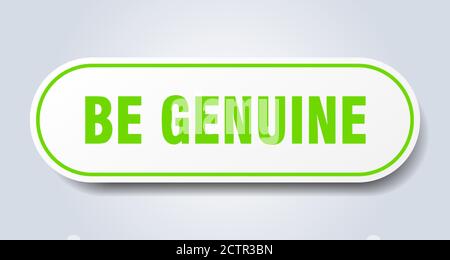 be genuine sign. rounded isolated sticker. white button Stock Vector ...