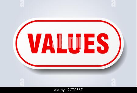values sign. rounded isolated sticker. white button Stock Vector Image ...