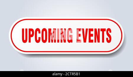 upcoming events button. rounded sign isolated on white background Stock ...