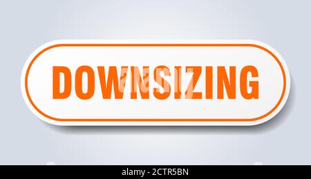 downsizing sign. rounded isolated sticker. white button Stock Vector ...