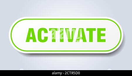 activate sign. rounded isolated sticker. white button Stock Vector ...