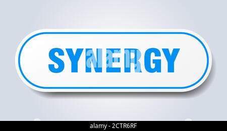 synergy sign. rounded isolated sticker. white button Stock Vector Image ...