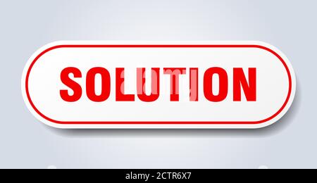 solution sign. rounded isolated sticker. white button Stock Vector ...
