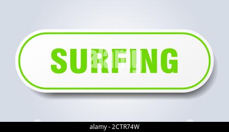 surfing sign. rounded isolated sticker. white button Stock Vector Image ...