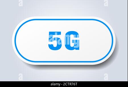 5g sign. rounded isolated sticker. white button Stock Vector Image ...