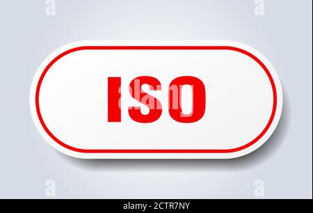 iso sign. rounded isolated sticker. white button Stock Vector Image ...