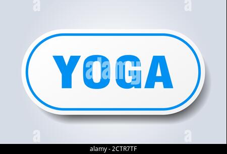 yoga sign. rounded isolated sticker. white button Stock Vector Image ...