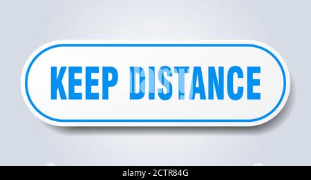 keep distance sign. rounded isolated sticker. white button Stock Vector ...