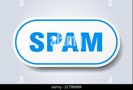 spam sign. rounded isolated sticker. white button Stock Vector Image ...
