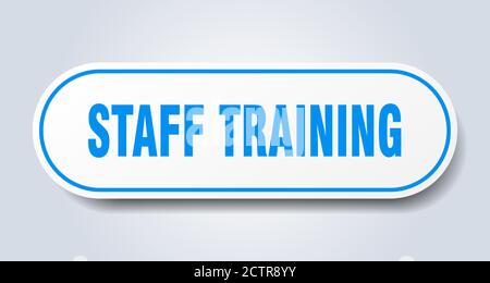 staff training sign. rounded isolated sticker. white button Stock ...