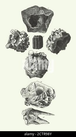 Historic Vintage, Arragonite and Calcareous Spar, Minerals and Their ...