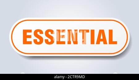 essential sign. rounded isolated sticker. white button Stock Vector ...
