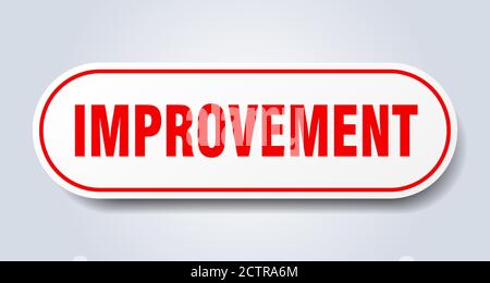improvement sign. rounded isolated sticker. white button Stock Vector ...