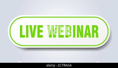 live webinar sign. rounded isolated sticker. white button Stock Vector ...