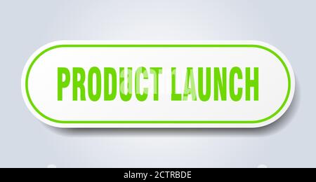 product launch sign. rounded isolated sticker. white button Stock ...