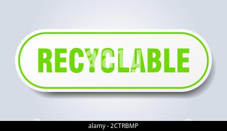 recyclable sign. rounded isolated sticker. white button Stock Vector ...