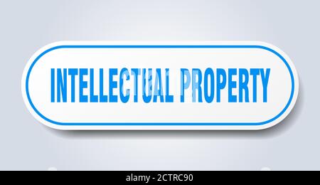 intellectual property sign. rounded isolated sticker. white button ...
