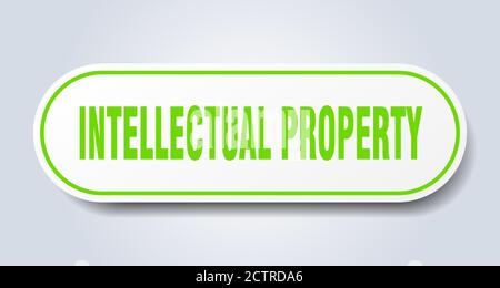 intellectual property sign. rounded isolated sticker. white button ...