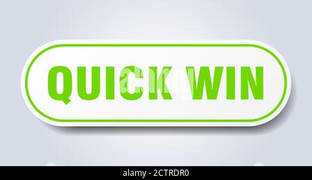 quick win sign. rounded isolated sticker. white button Stock Vector ...