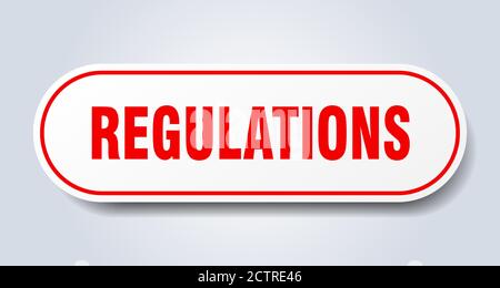 regulations sign. rounded isolated sticker. white button Stock Vector ...